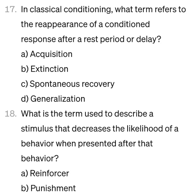Solved In classical conditioning, what term refers to the | Chegg.com