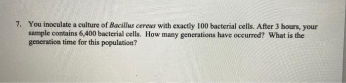 Solved How do I calculate bacteria generation time? How many | Chegg.com