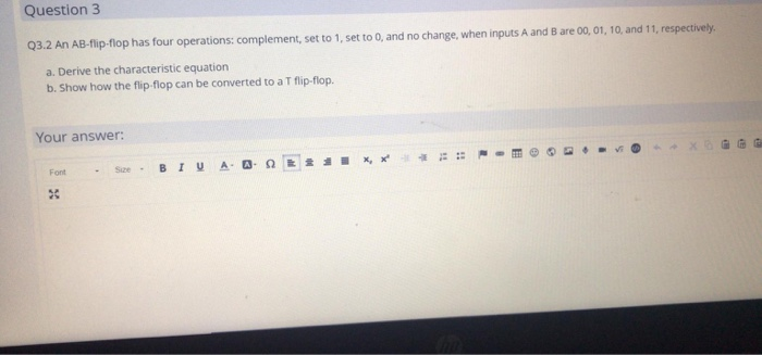 Solved Question 3 Q3.2 An AB-flip-flop has four operations: | Chegg.com