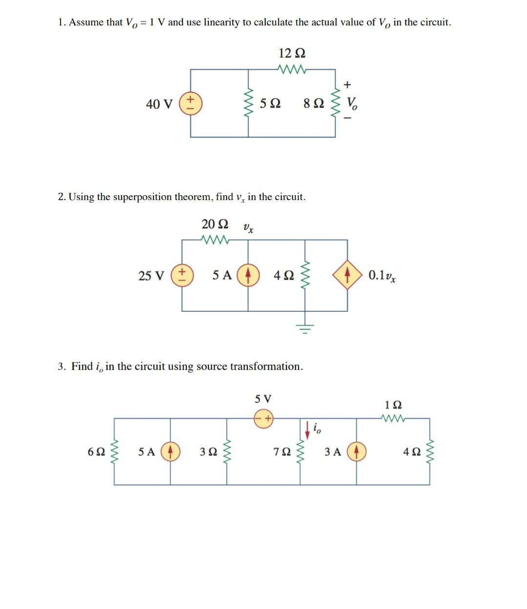 Solved 1. Assume that Vo=1V and use linearity to calculate | Chegg.com