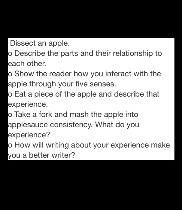 Dissect an apple. o Describe the parts and their | Chegg.com