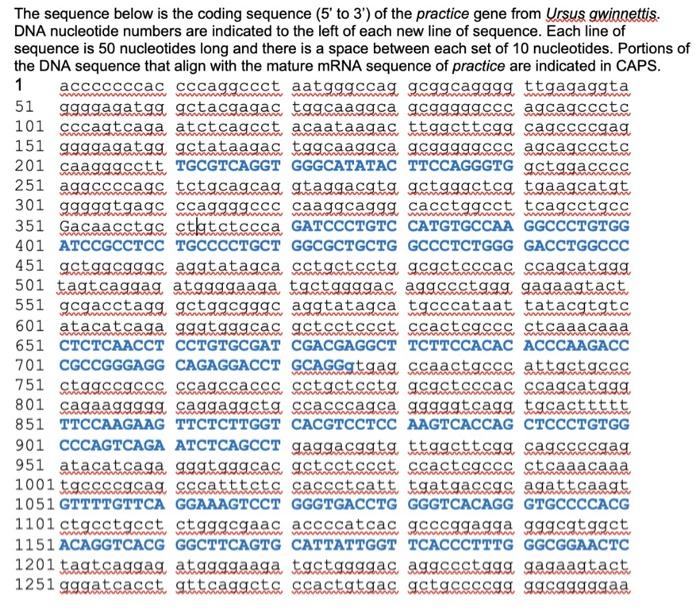 The sequence below is the coding sequence (5' to 3') | Chegg.com
