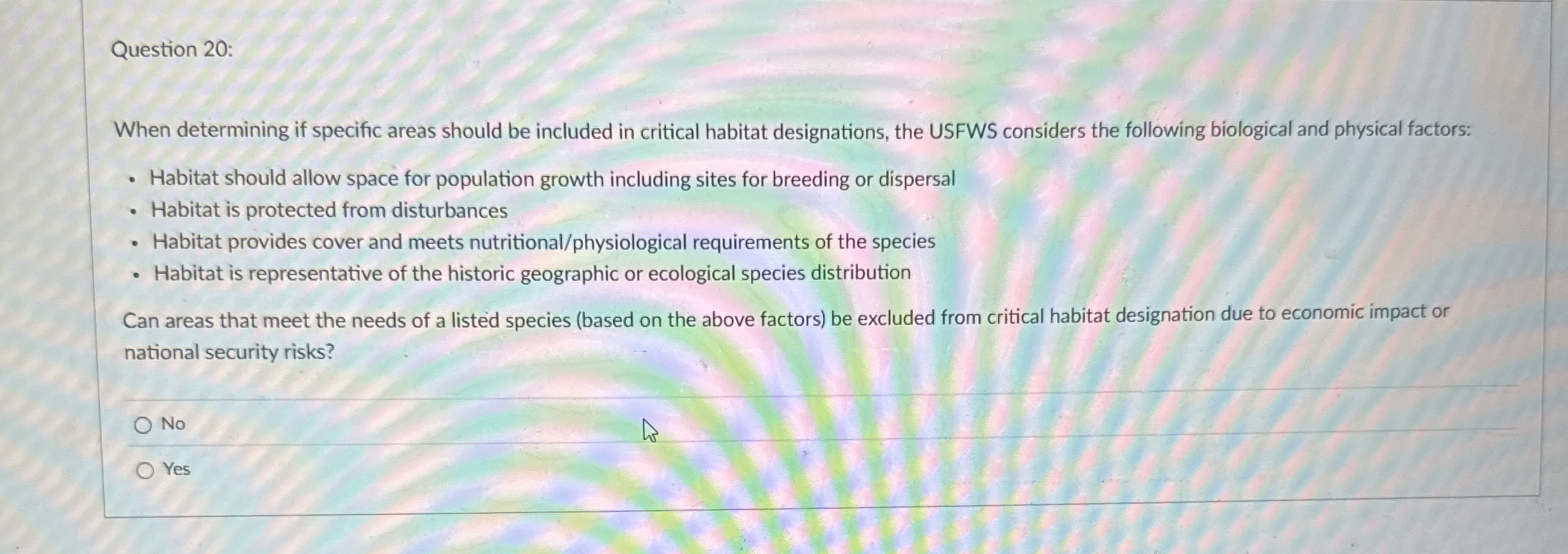 Solved Question 20:When determining if specific areas should | Chegg.com