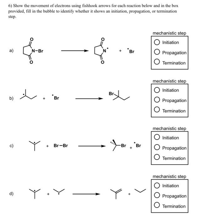 Solved 6) Show the movement of electrons using fishhook | Chegg.com