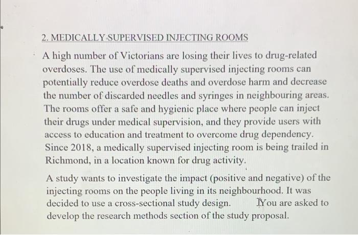 Solved 2. MEDICALLY SUPERVISED INJECTING ROOMS A high number | Chegg.com