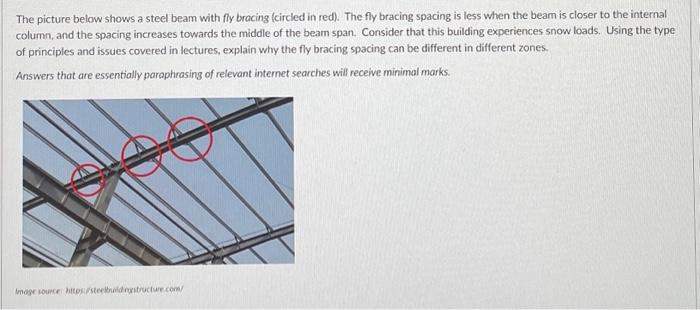 Solved The picture below shows a steel beam with fly bracing | Chegg.com