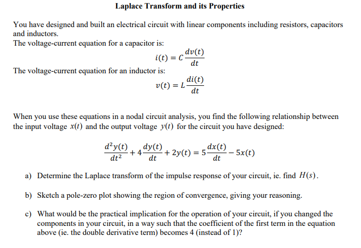 Solved Laplace Transform and its PropertiesYou have designed | Chegg.com