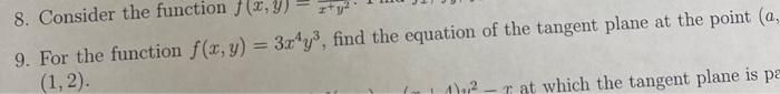 Solved problem 9find the equation of the tanget line plane | Chegg.com Solved problem 9find the equation of the tanget line plane | Chegg.com