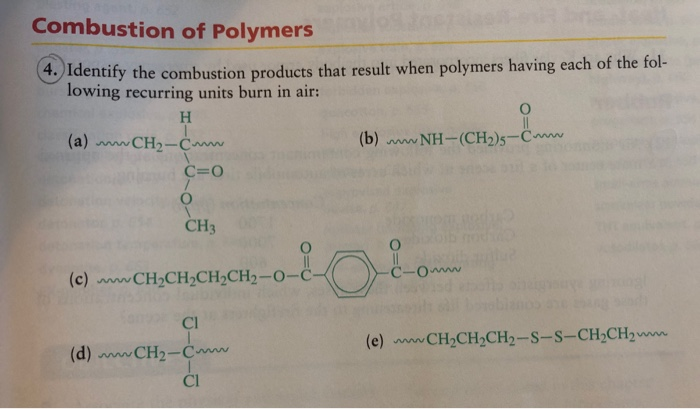 Solved Combustion of Polymers 4. Identify the combustion | Chegg.com