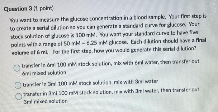 Solved You want to measure the glucose concentration in a | Chegg.com