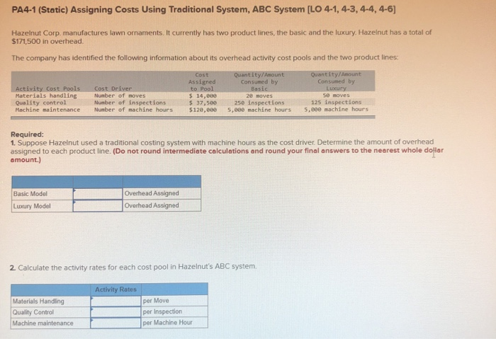 Solved PA4-1 (Static) Assigning Costs Using Traditional | Chegg.com