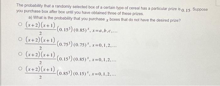 Solved The probability that a randomly selected box of a | Chegg.com