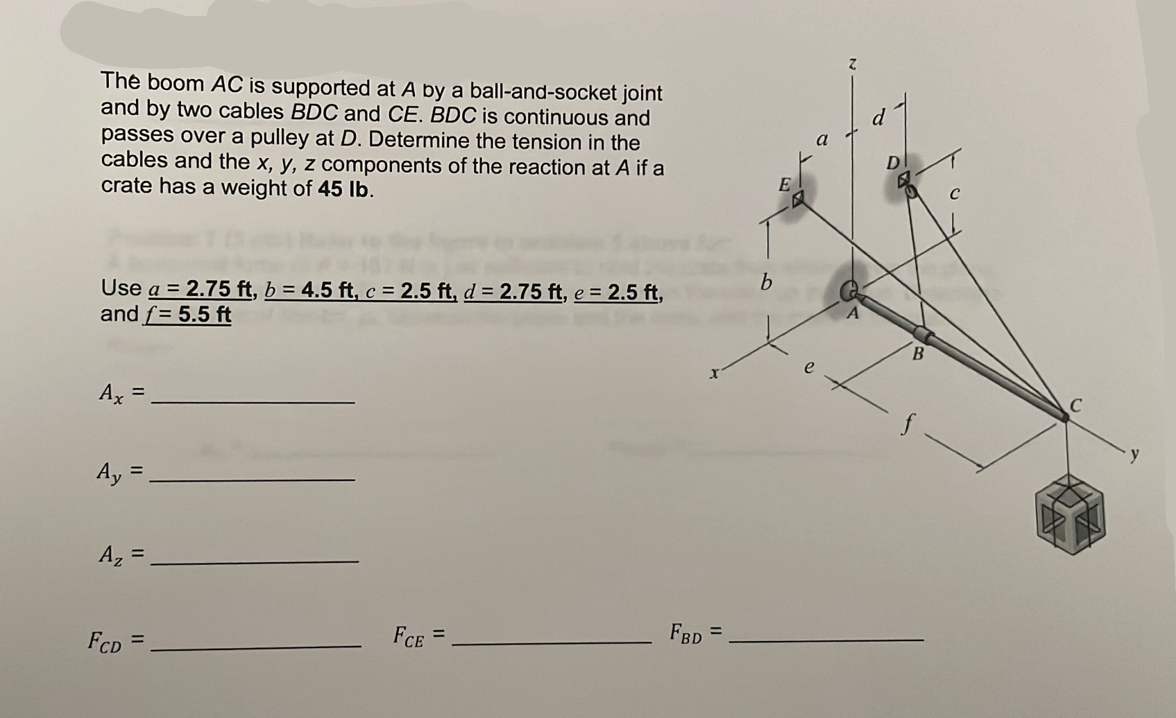 The boom AC ﻿is supported at A ﻿by a ball-and-socket | Chegg.com
