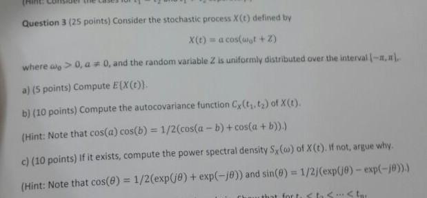 Solved Question 3 (25 points) Consider the stochastic | Chegg.com