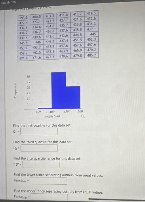 Solved Find the first quartile for this data set. Q1= Find | Chegg.com