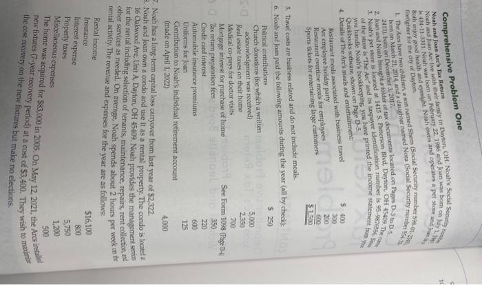 Comprehensive Problem One Both enjoy good heith and | Chegg.com