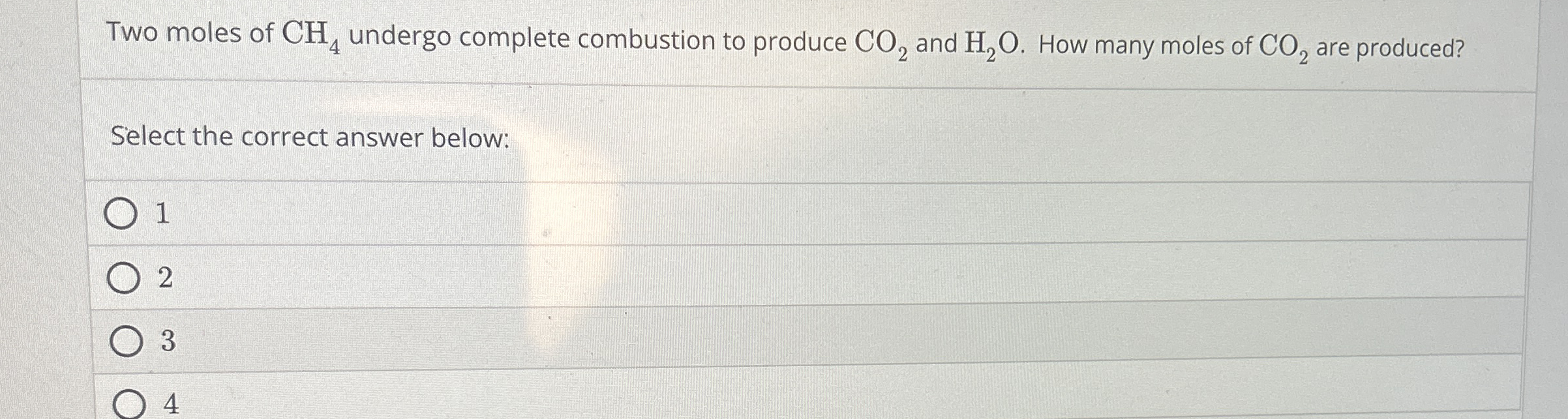 [Solved]: Two moles of CH_(4) undergo complete combustion to