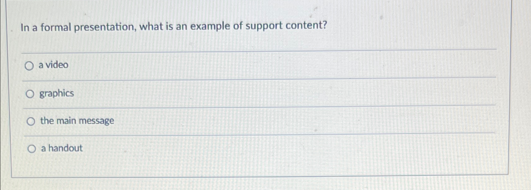 Solved In a formal presentation, what is an example of | Chegg.com