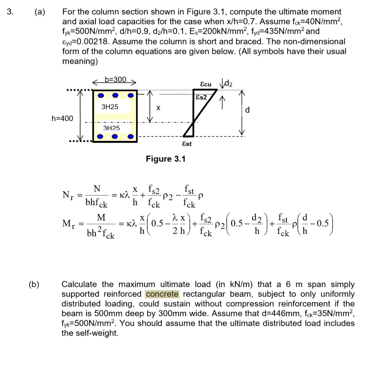 Solved (a) ﻿For the column section shown in Figure 3.1, | Chegg.com