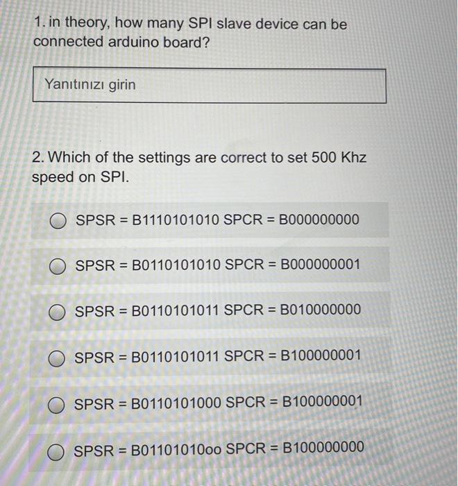 Solved 1. in theory, how many SPI slave device can be | Chegg.com