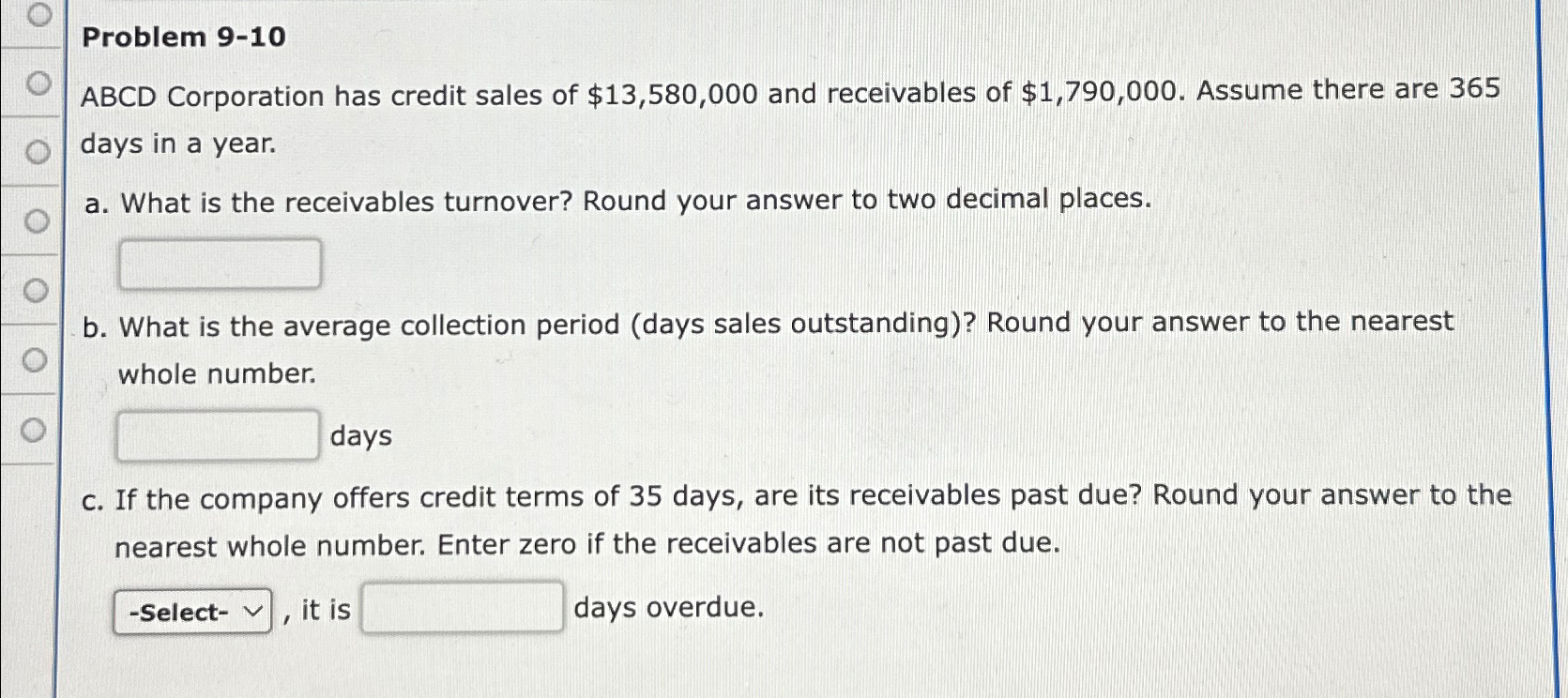 Solved Problem 9-10ABCD Corporation has credit sales of | Chegg.com