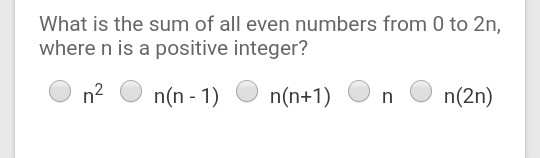 Solved What is the sum of all even numbers from 0 to 2n, | Chegg.com