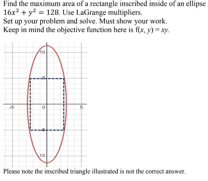 Solved Find the maximum area of a rectangle inscribed inside | Chegg.com
