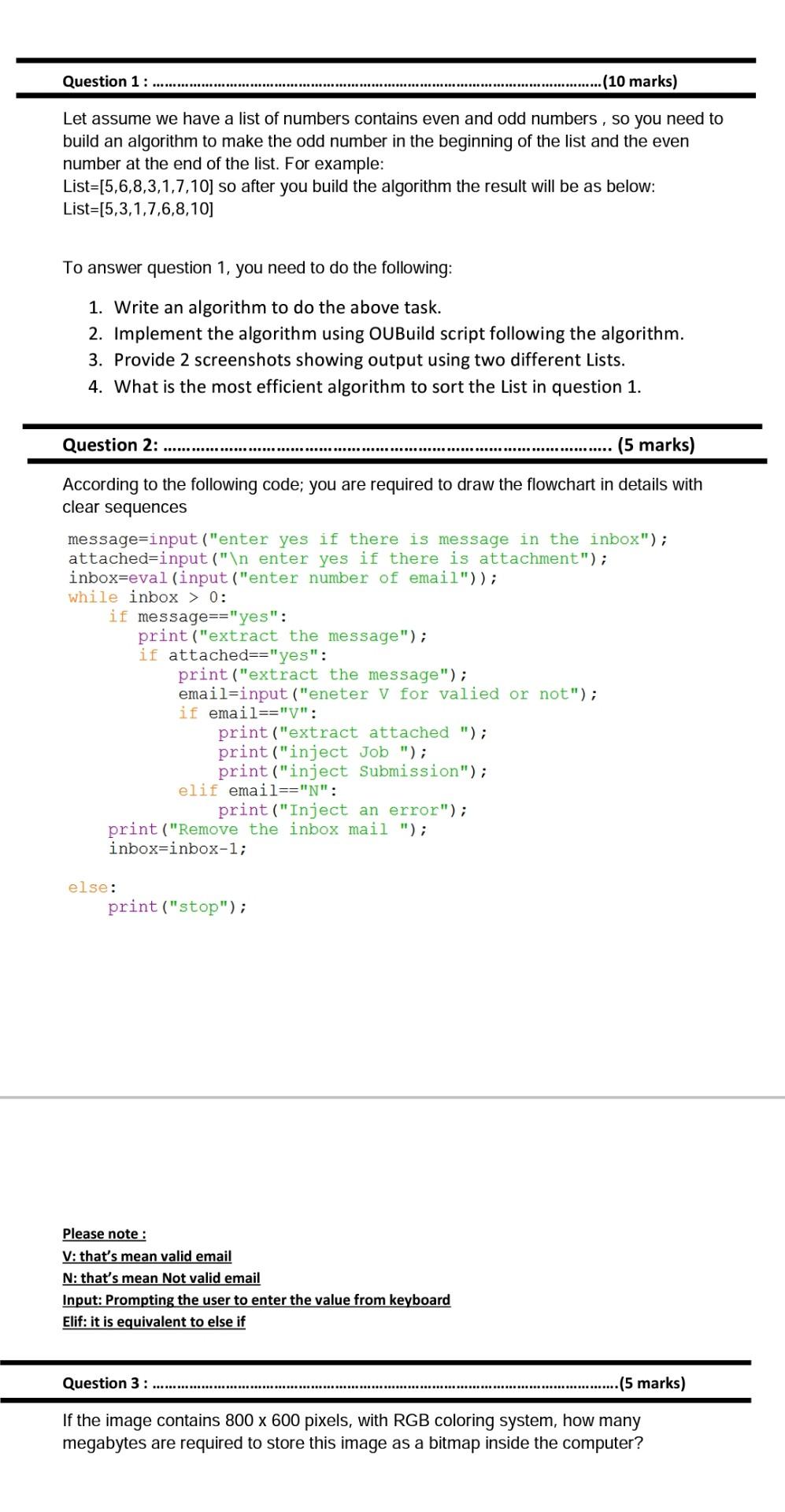 Solved Question 1 : ...... (10 marks) Let assume we have a | Chegg.com
