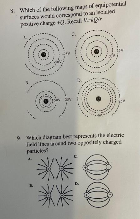 Solved 8. Which of the following maps of equipotential | Chegg.com