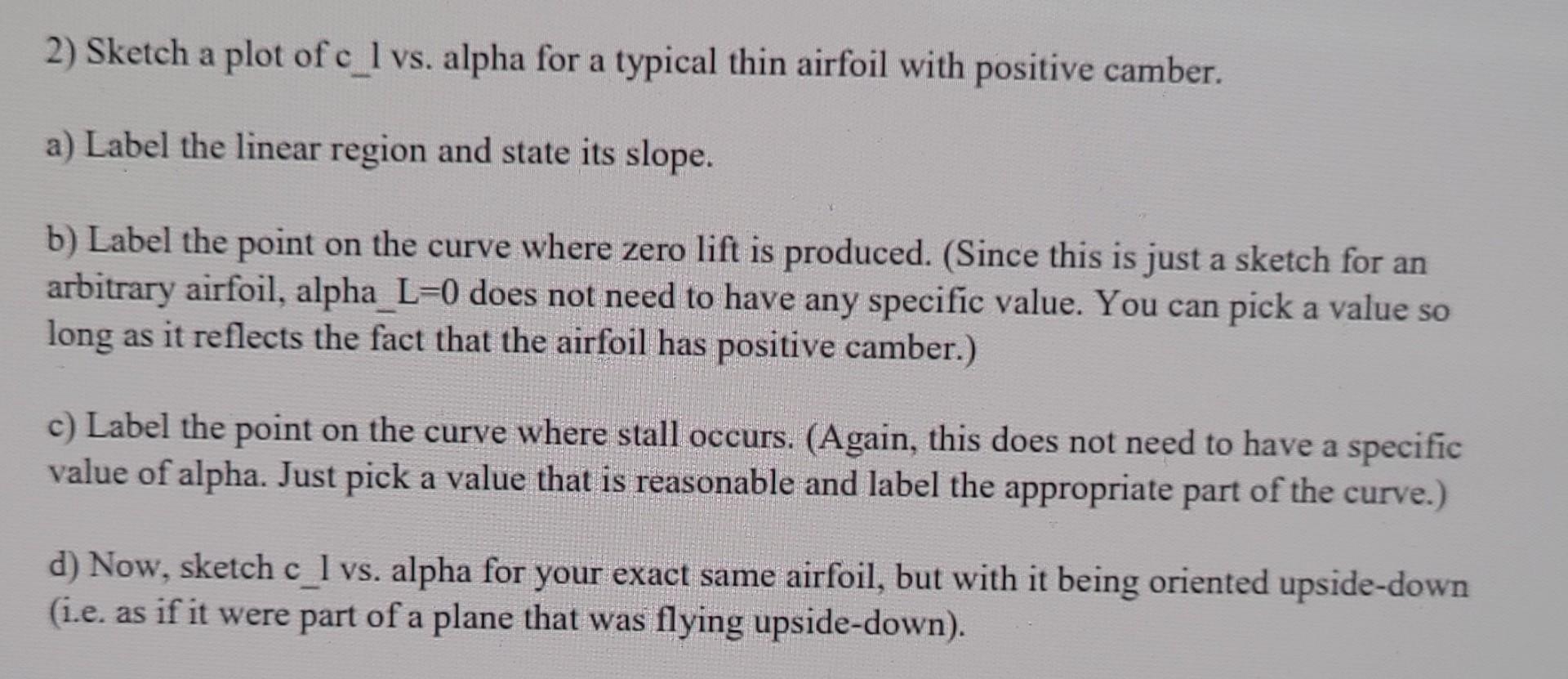 Solved 2) Sketch a plot of c_lvs. alpha for a typical thin | Chegg.com
