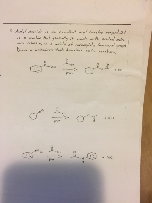 Solved 5. Acetyl chloride is an excellent acyl transfer | Chegg.com