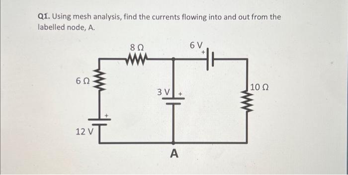 Solved Q1. Using mesh analysis, find the currents flowing | Chegg.com