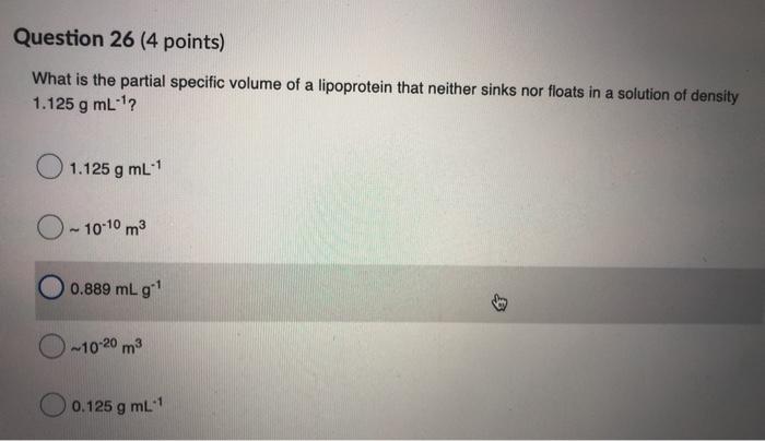 Solved Question 26 (4 points) What is the partial specific | Chegg.com
