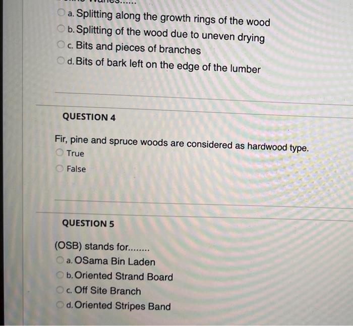 Solved a. Splitting along the growth rings of the wood b. | Chegg.com