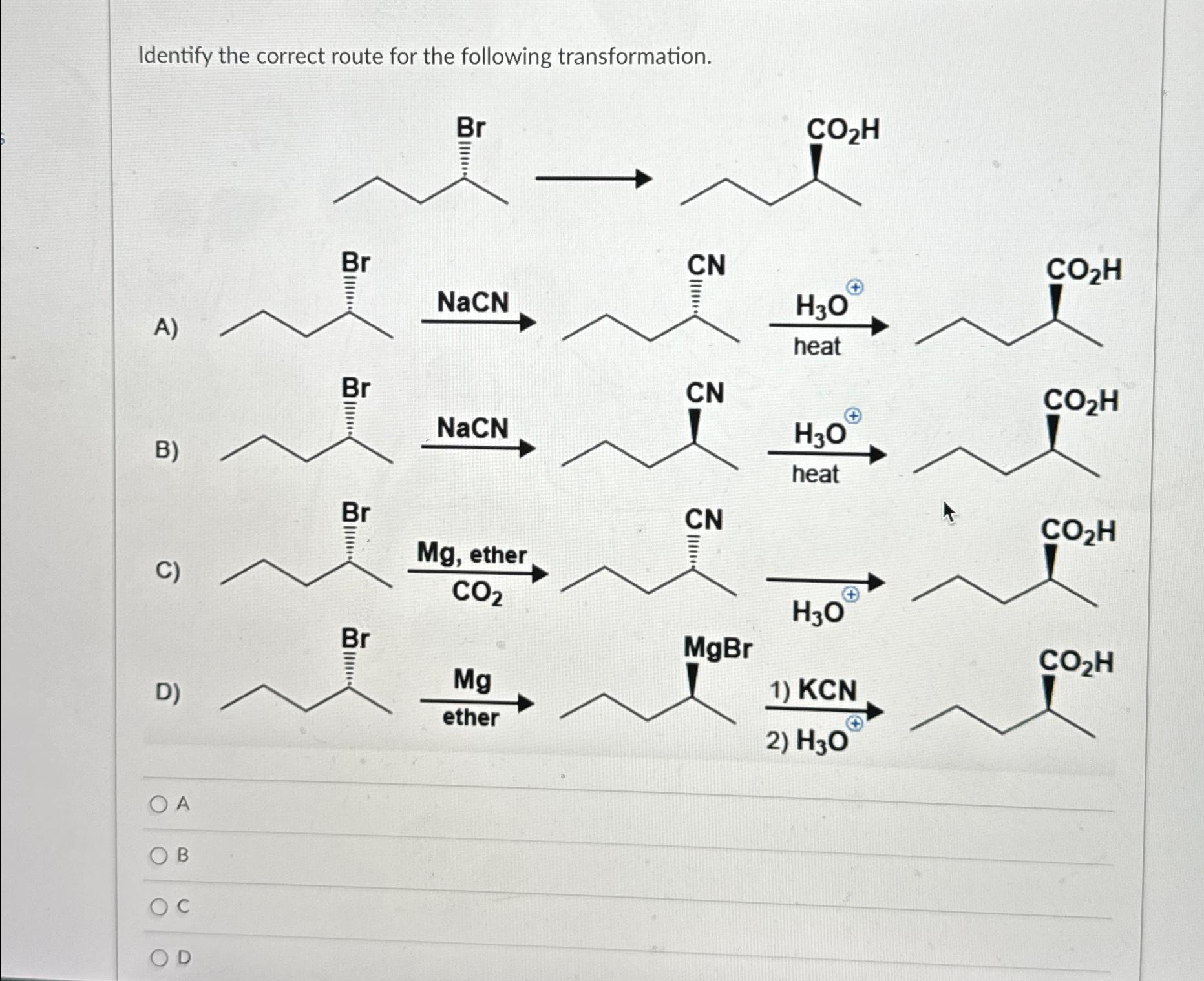 Solved Identify the correct route for the following | Chegg.com