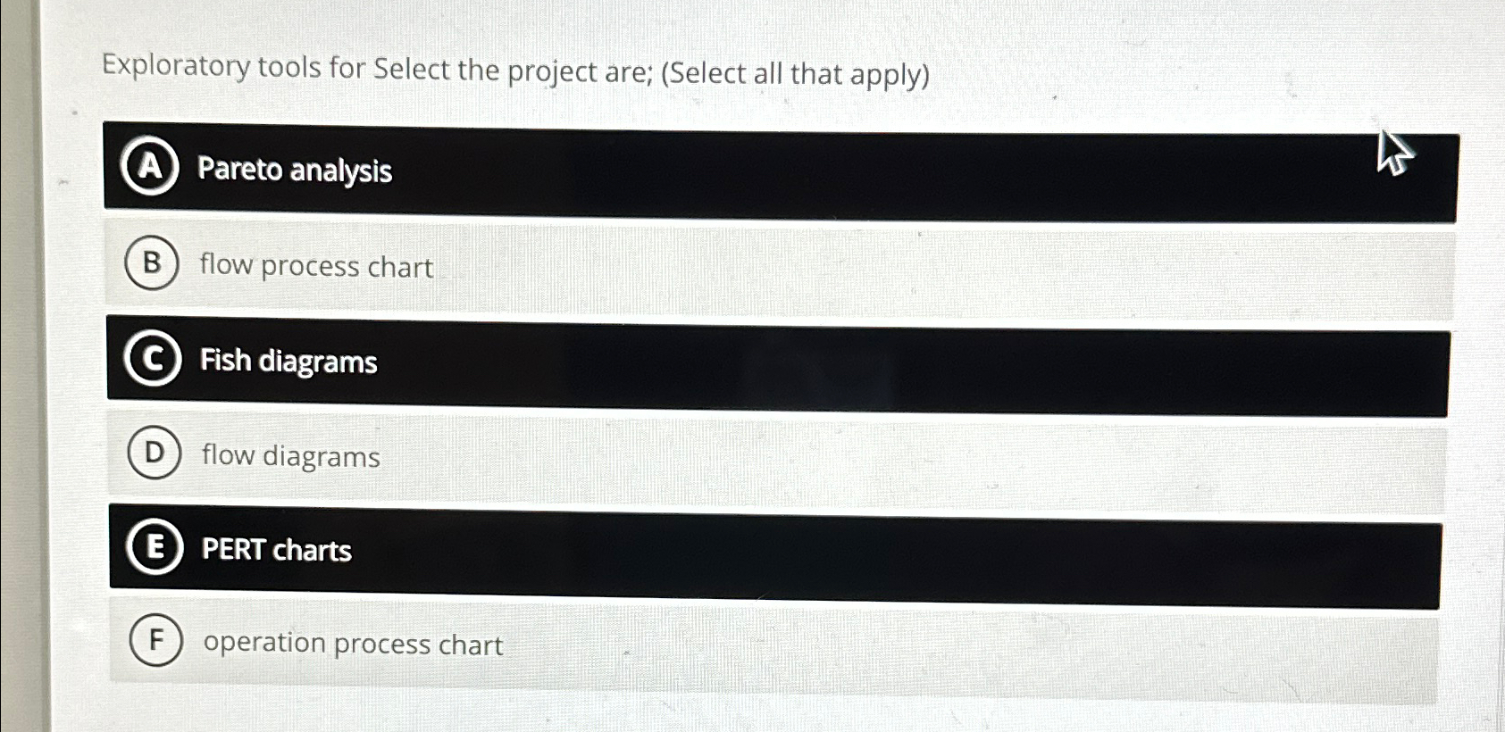 Solved Exploratory tools for Select the project are; (Select | Chegg.com