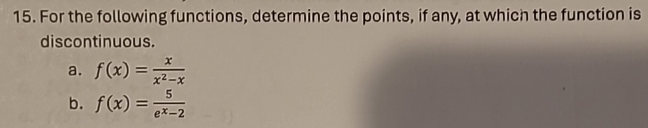 Solved For the following functions, determine the points, if | Chegg.com
