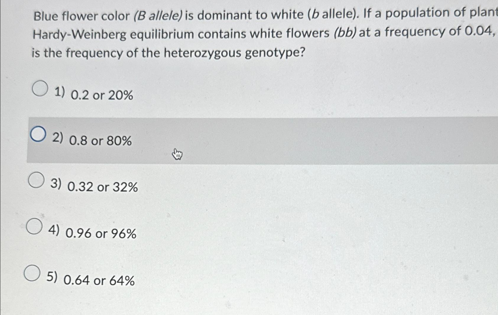 Solved Blue flower color ( B ﻿allele) ﻿is dominant to white | Chegg.com