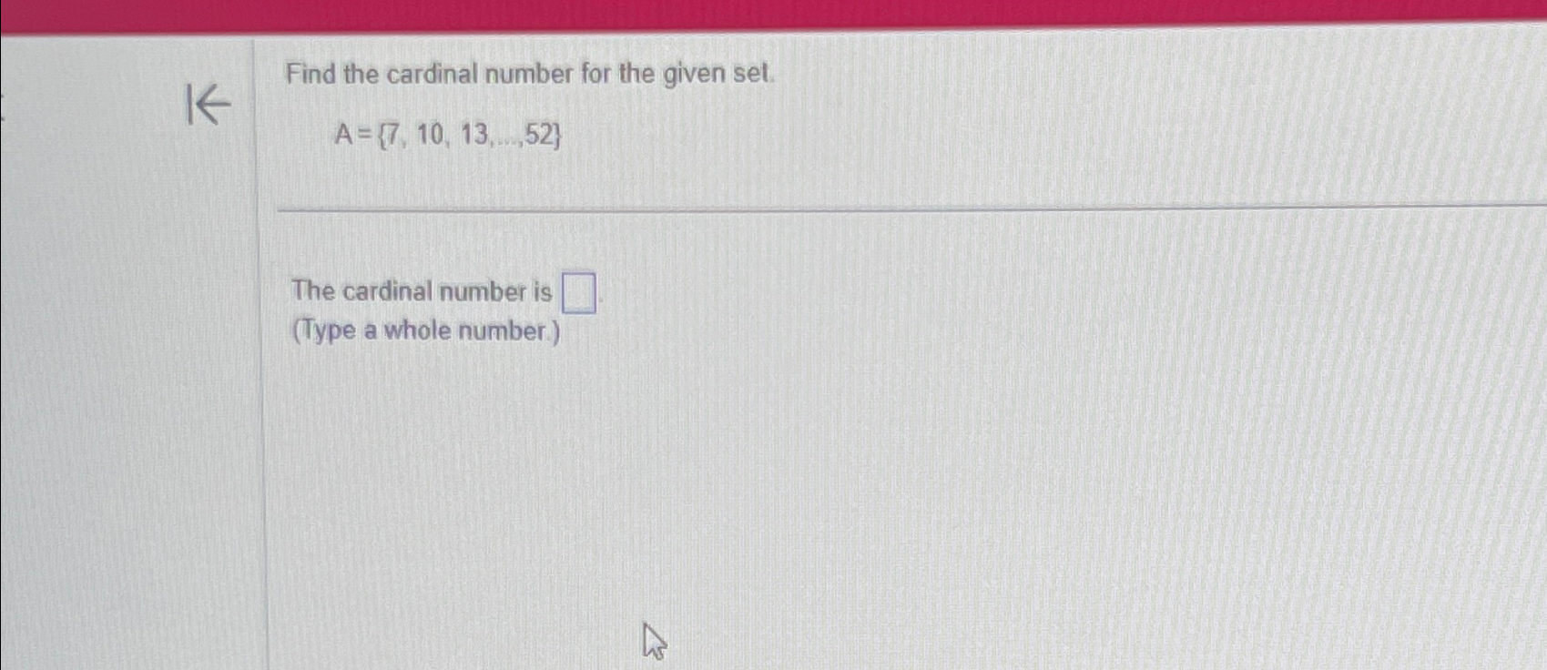 Solved Find the cardinal number for the given | Chegg.com