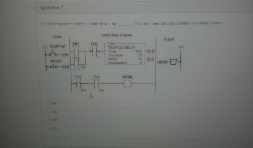 Solved Question 7 For the programmed timer circuit shown, | Chegg.com