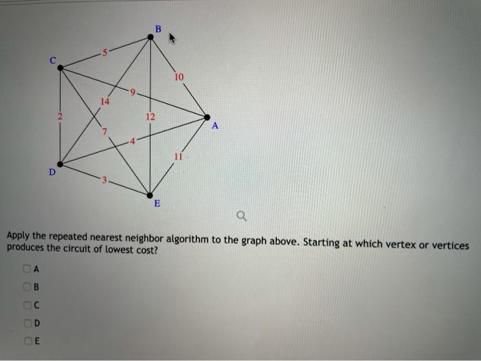 Solved B 10 14 12 E a Apply the repeated nearest neighbor | Chegg.com