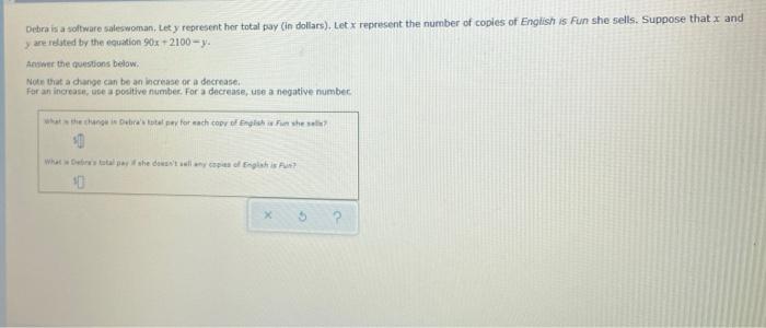Solved Debra is a software saleswoman, let y represent her | Chegg.com
