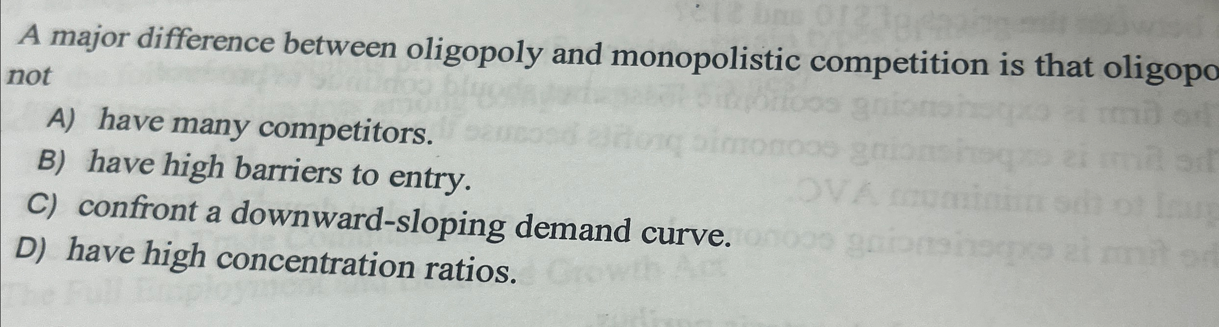 Solved A major difference between oligopoly and monopolistic | Chegg.com