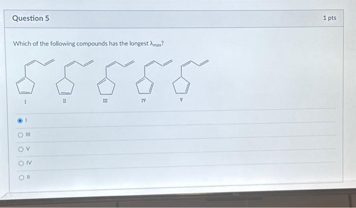 Solved Question 5 Which of the following compounds has the | Chegg.com