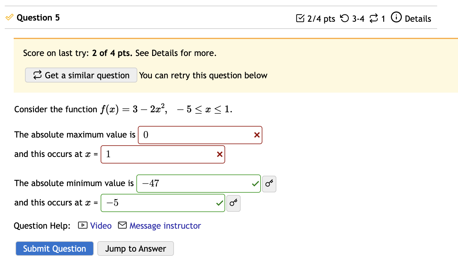 Solved Consider the function f(x)=3-2x2,-5≤x≤1.The absolute | Chegg.com