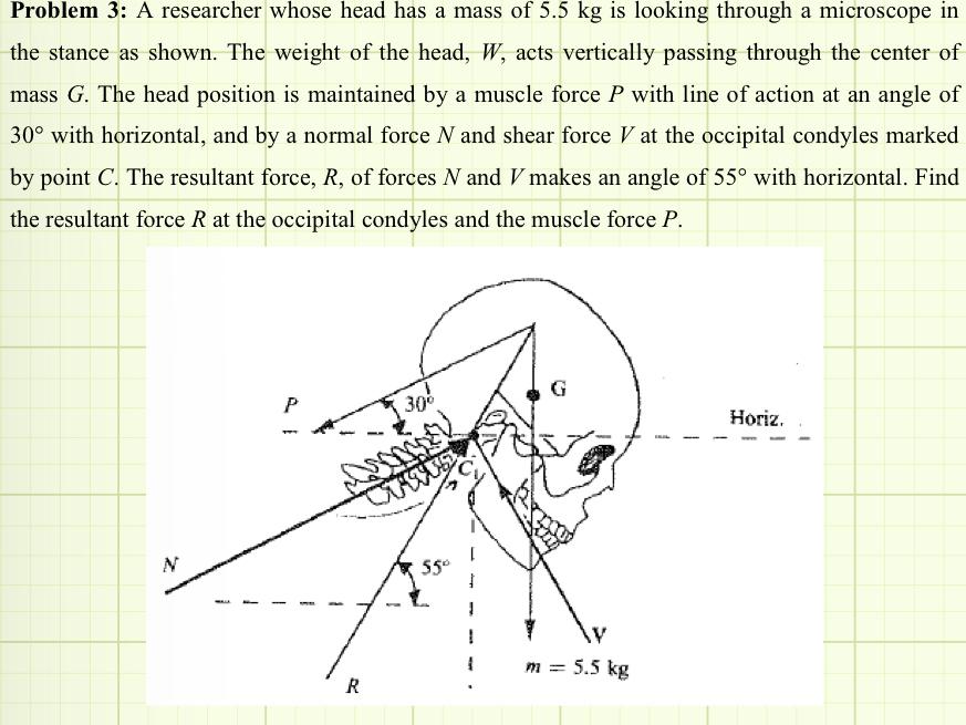 Solved Problem 3: A researcher whose head has a mass of | Chegg.com