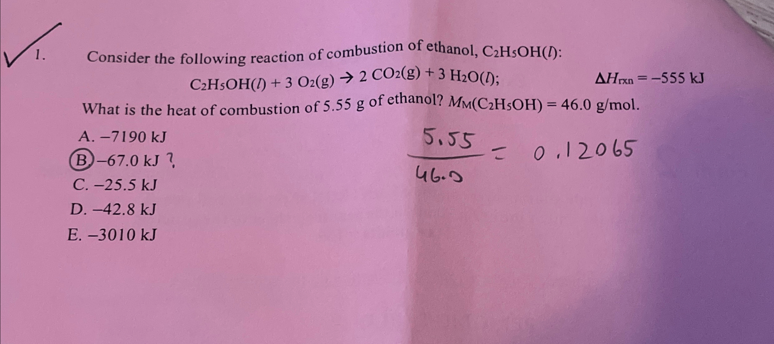 Solved Consider the following reaction of combustion of | Chegg.com