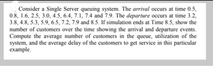 Solved Consider a Single Server queuing system. The arrival | Chegg.com