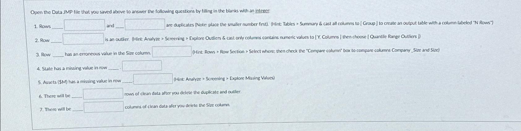 Solved Open the Data JMP file that you saved above to answer | Chegg.com