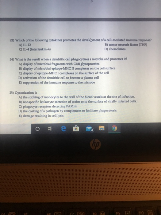 Solved 23) Which of the following cytokines promotes the | Chegg.com